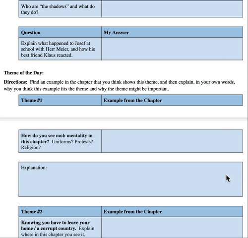 Literature Unit for the book Refugee by Alan Gratz l Google Docs