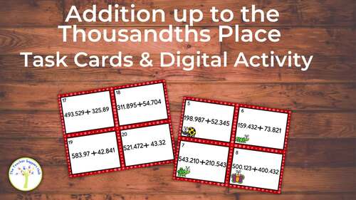 Math Decimal Addition Thousandths Place Write the Room Task Cards and ...