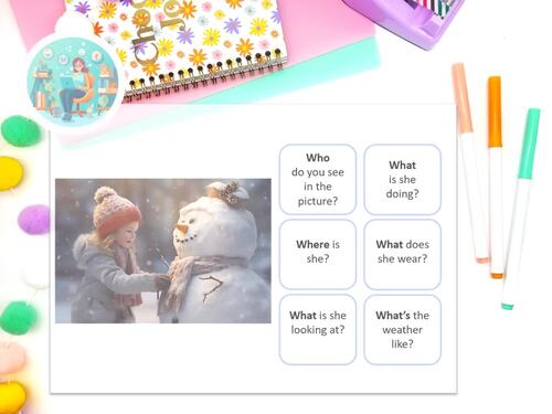 Winter wh question picture scenes for speech therapy by ABA talks store