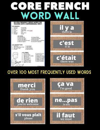 French Word Wall - 100 Most Commonly Used Words - mur des mots - Back ...