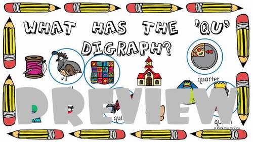 Consonant Digraph QU Worksheets, game and PPT Slides by Miss YCWang