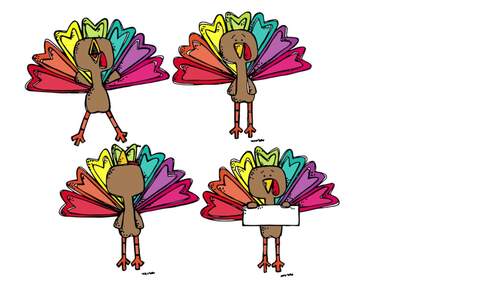 Rainbow Turkeys clipart digi stamp Mini by Melonheadz Clipart | TPT
