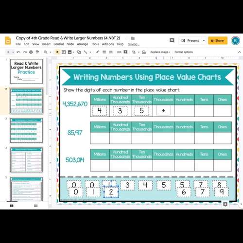 4th Grade Place Value Digital Worksheets - Write Numbers to Millions ...