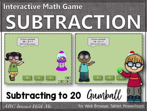 Subtraction within 20 Interactive Math Game {Gumball} by ABC Interact ...
