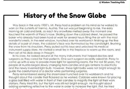 Winter Snowman Snow Globe Craft and Reading Passage by Wisdom Teaching Kids