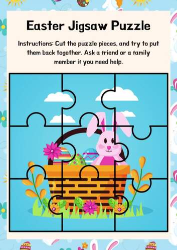 Easter Puzzle Easter Worksheet PreK - 2nd Easter Activity Printable