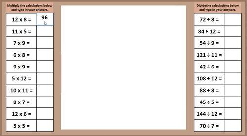 Mystery Digital Pixel Art NO PREP - Fox Multiplication and Division to 12