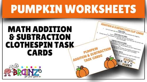 Halloween Math Center Taks Cards | Clothespin Activity | Numbers 1 - 20