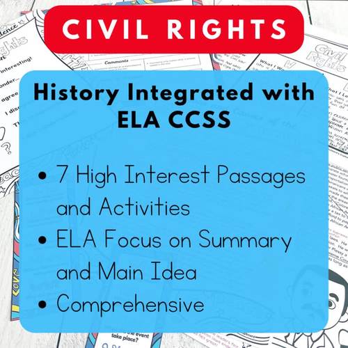 Civil Rights Movement Activities - ELA Integrated Summarizing Main Idea ...