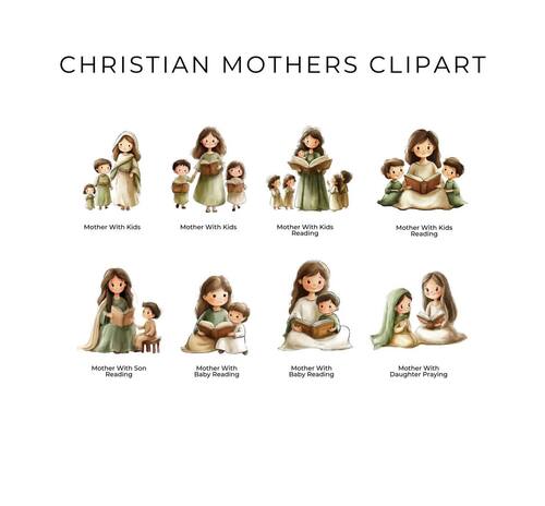Christian Mother Clipart, Kids Bible Study, Bible Reading, Kids with Bible