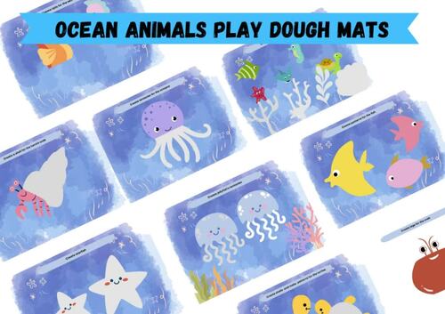 Ocean theme play dough mats by my little playground | TPT