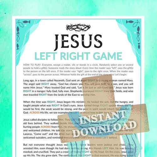 Jesus Left Right Game Christian Group Activity for Church or Bible School
