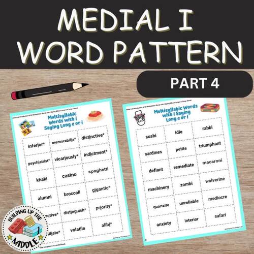 PHONICS FOR OLDER STUDENTS : MEDIAL i PATTERNS (PART 4) WORKSHEETS