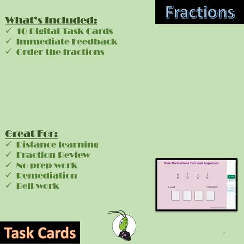 Comparing and Ordering Fractions Number Sense Boom Digital Task Cards