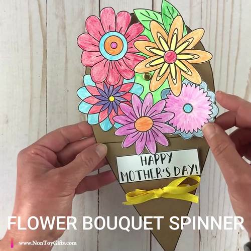 Mother's Day Flower Bouquet Spinner Craft - Coloring Activity by Non ...