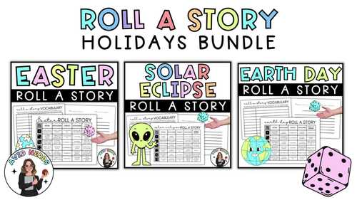 Roll a Story Holiday Bundle | Creative Narrative Writing Prompts | Editable