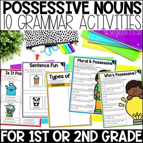Possessive Nouns Activities, Grammar Worksheets, Sorts and Anchor Charts