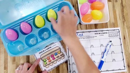 EASTER SPRING Ten Frame counting with Egg Cartons - Centers, Write the room