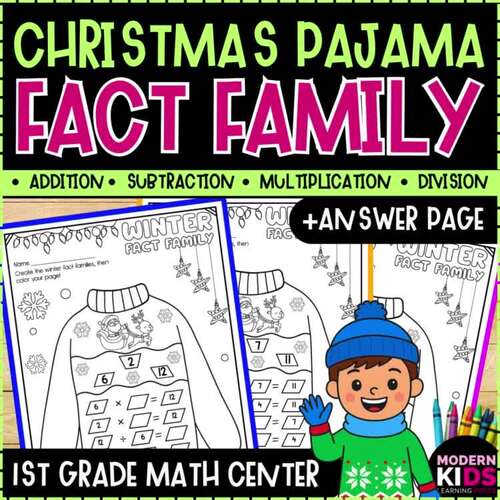 Fact Family December Math Center Worksheets - Christmas Winter Sweater ...