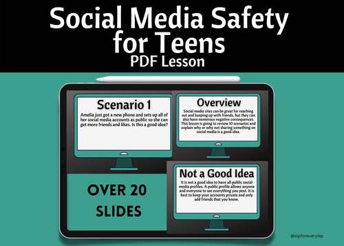 Social Media Safety Review for Teens-Digital Slides by SLP for every IEP