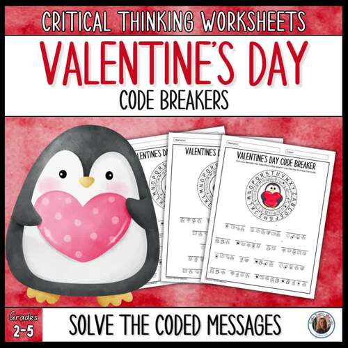 Valentine's Day Codebreaker Worksheet for Elementary, Valentine's Day ...