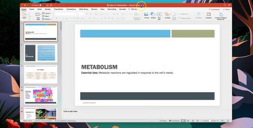 IB Biology Topic 8 - AHL Metabolism PowerPoint and Skeleton Notes