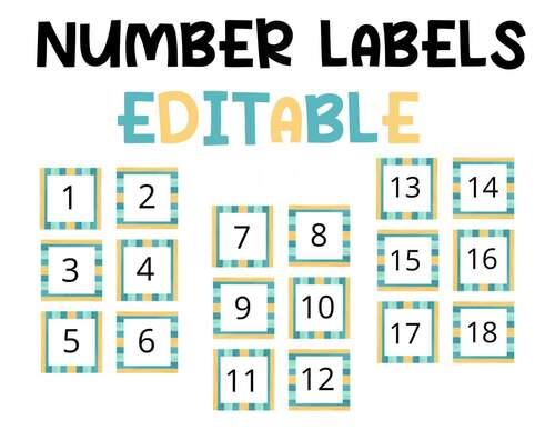 Printable Classroom Number Labels, Bright Square Number Cards, Number Tags