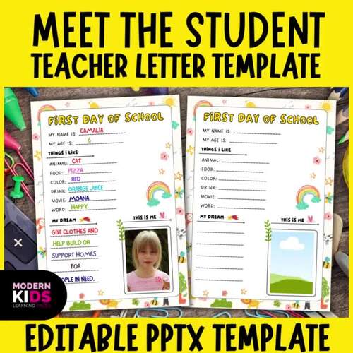 Meet The Student/Teacher Letter Editable PPTX Template | TPT