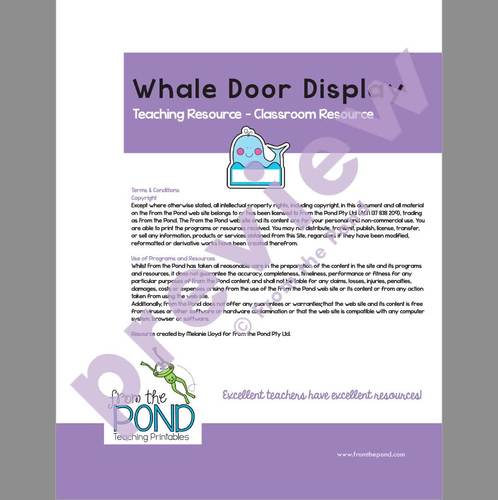 Whale-Themed Classroom Door Display | Editable Name Tags & Labels