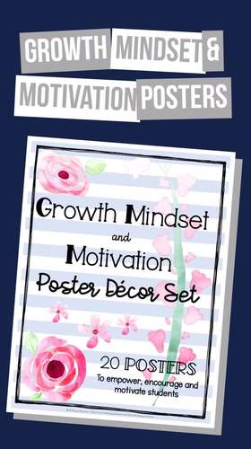 Growth Mindset and Motivation Poster Decor Set - Bulletin Board ...