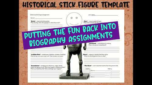 Historical Stick Figure - Biography Worksheet | TPT