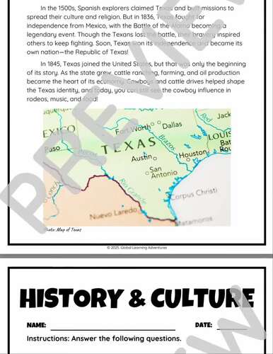Social Studies Worksheets of Texas Geography Fun Facts and History ...