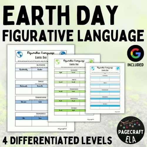 Earth Day Figurative Language Differentiated Practice and Tasks | TpT