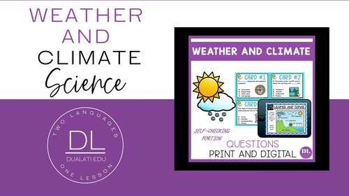 Weather and Climate Task Cards by Dualati Edu Bilingual Resources