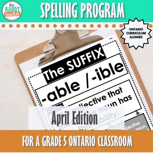 Grade 5 April Spelling Program | Ontario Language Curriculum 2023