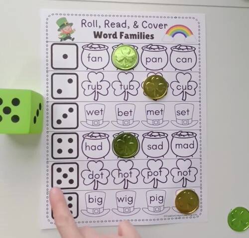 St. Patrick’s Day Roll, Read & Cover – CVC Literacy Center Game ...