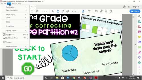 SHAPE Partition Self Correcting PDF SET#2 - Distance Learning ONLINE ...