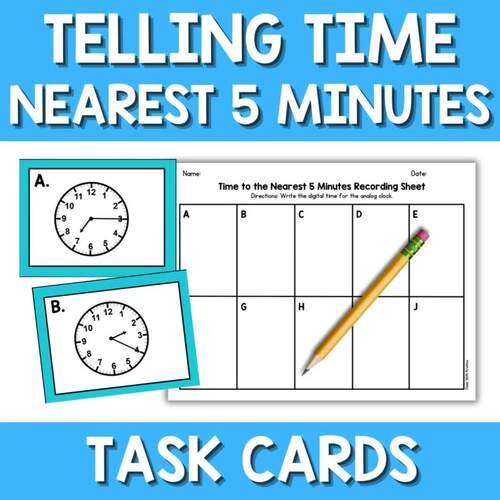 Telling Time to the Nearest 5 Minute Scoot Math Game Task Cards Small Group