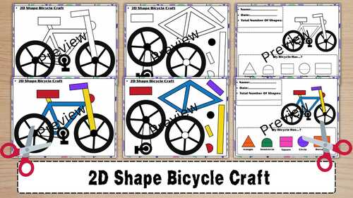 2D Shape Bicycle Craft | Transportation Math Activity | Cut, Paste ...