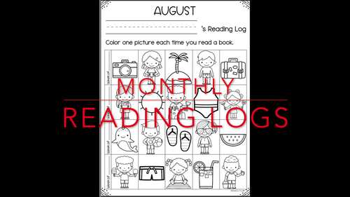 Monthly Reading Homework Logs | Pre-K | Kindergarten | 1st Grade