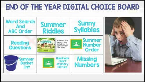 End of the Year Digital Choice Board by Standards in Elementary