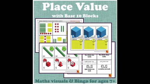 PLACE VALUE Math Board Game Mats with base ten blocks for 1st-4th grade