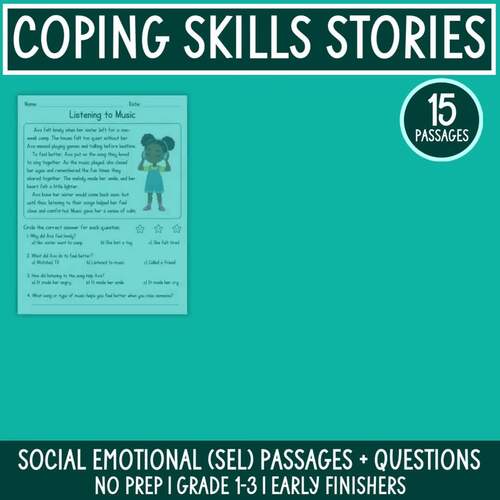 Coping Skills Reading Passages & Questions SEL Stories & Comprehension ...