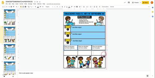 SEPTEMBER MATCH UP SENTENCES IN SPANISH - DISTANCE LEARNING | TpT