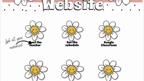 Boho Daisy Banners and Buttons Google Sites Starter Kit by The Kindergarten