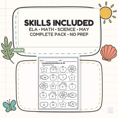 Kindergarten May Worksheets Bundle | ELA Math STEM No Prep | TPT