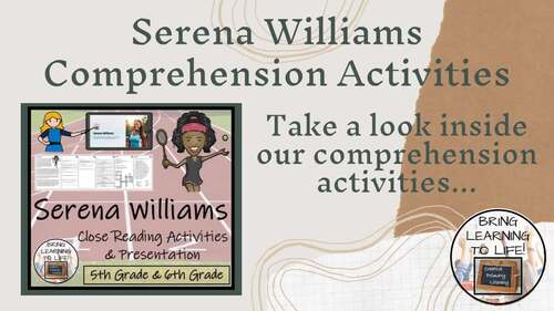 Serena Williams Close Reading Passage & Comprehension Activities | 5th ...