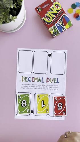 UNO Card Games | Math activities | Grade 5- 6 [VERSION 2] | TPT
