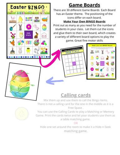 EASTER BINGO | 30 Pre-Made Boards and A Make Your Own Template | TPT