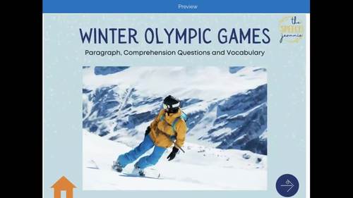 Winter Sports Olympics BOOM Cards: Comprehension, Wh Questions, Main Idea